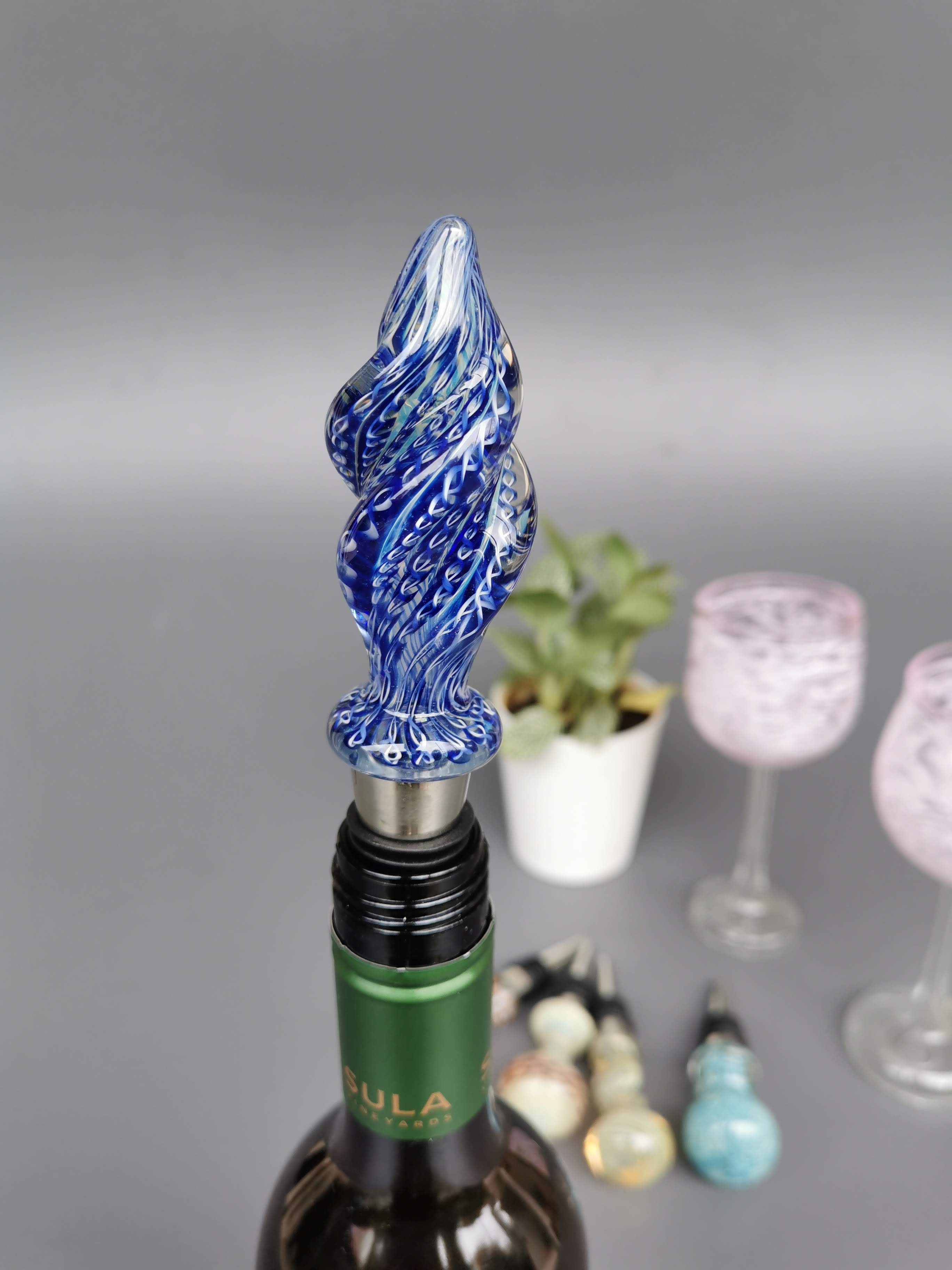 Albano Handblown Glass Wine Stoppers – Rustic Horse Glass Studio ...